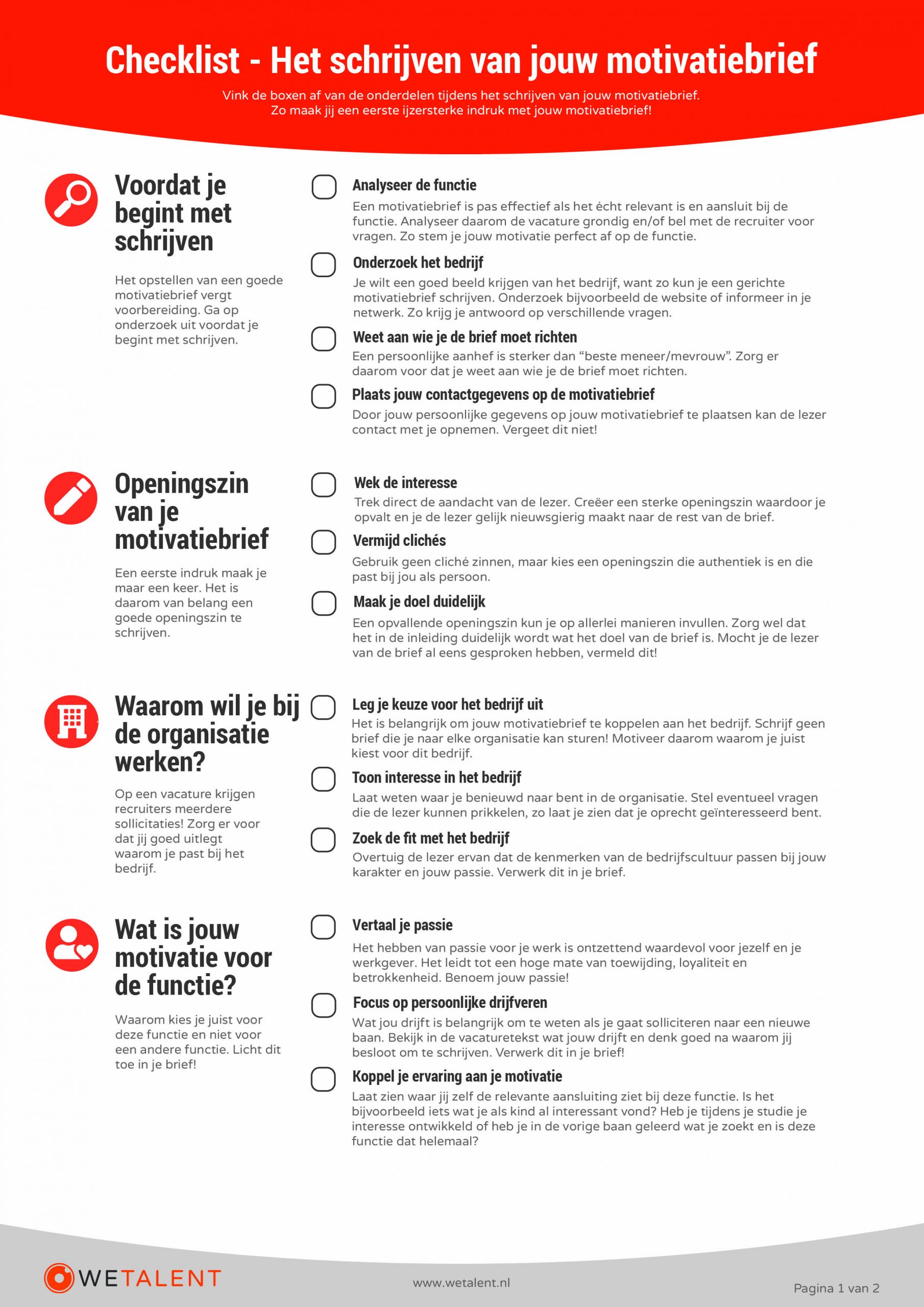 Het Schrijven Van Jouw Motivatiebrief Checklist And Tips